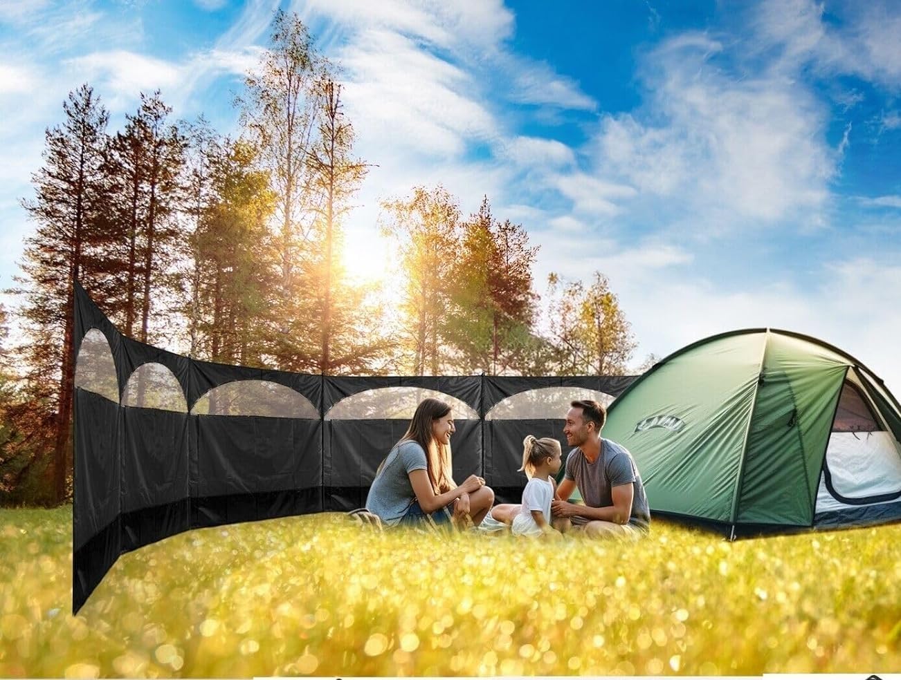 Amazon.com: Windbreaker Camping Wind Break Screen 5 Panel Blocker Dark ...
