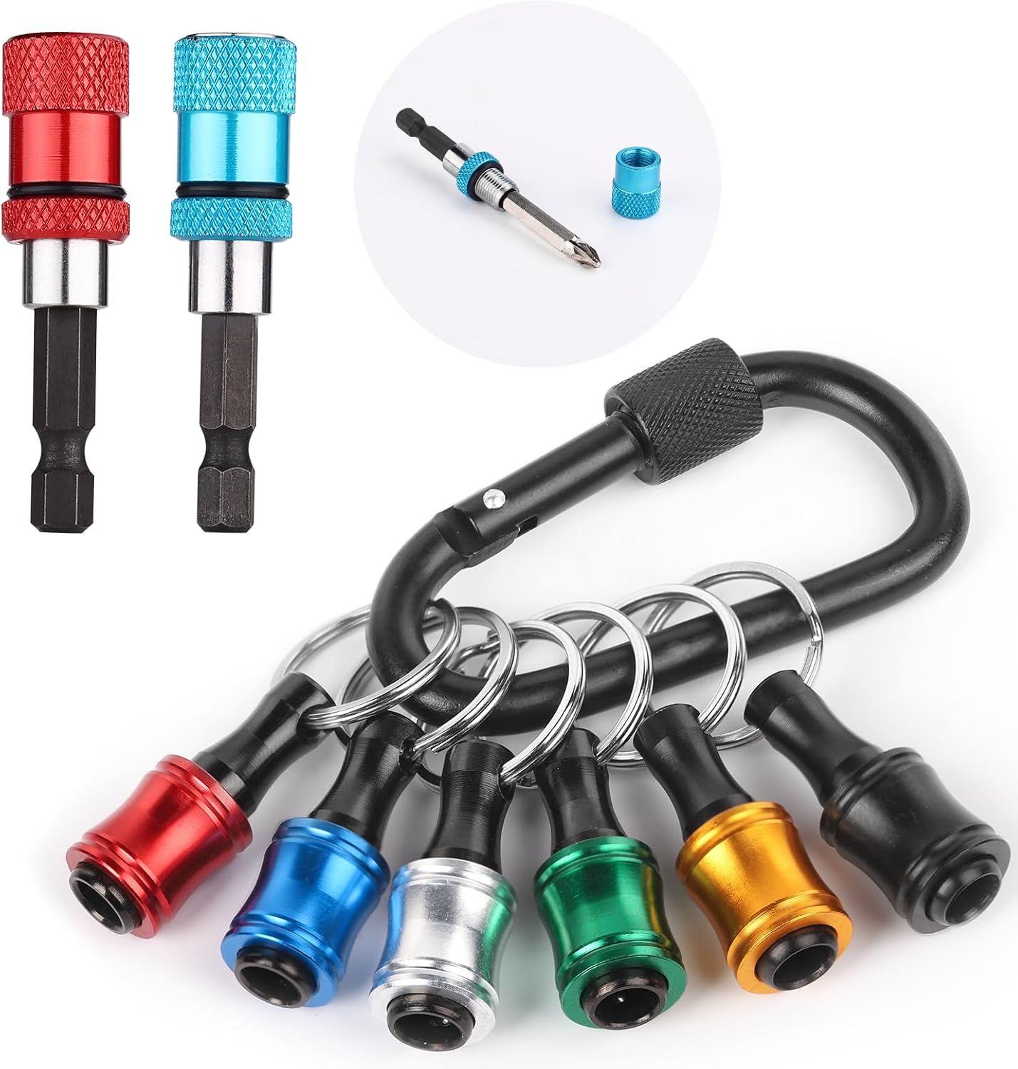 2 Pieces Quick Change Bit Holder Magnetic, w/Bit Holder Keychain, 1/4 ...