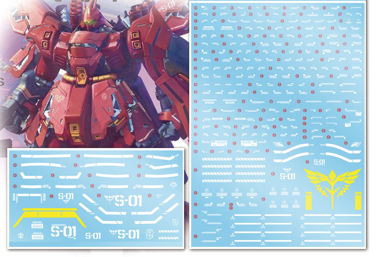 Decals Decal for Bandai Hobby MG Sazabi Version Ka Model Kit (1/100 ...