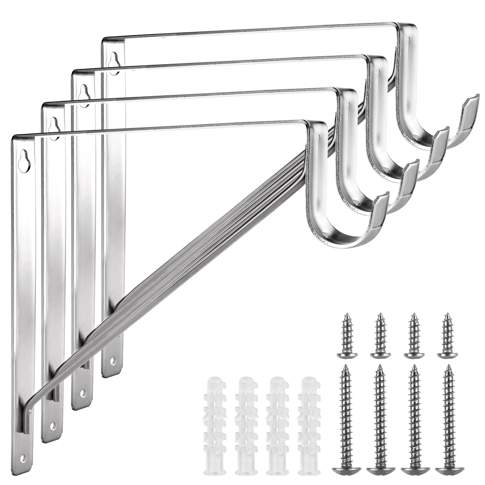Amazon.com: 4 Pack Heavy Duty Closet Rod Brackets Holder 11 x 11 x 1 ...