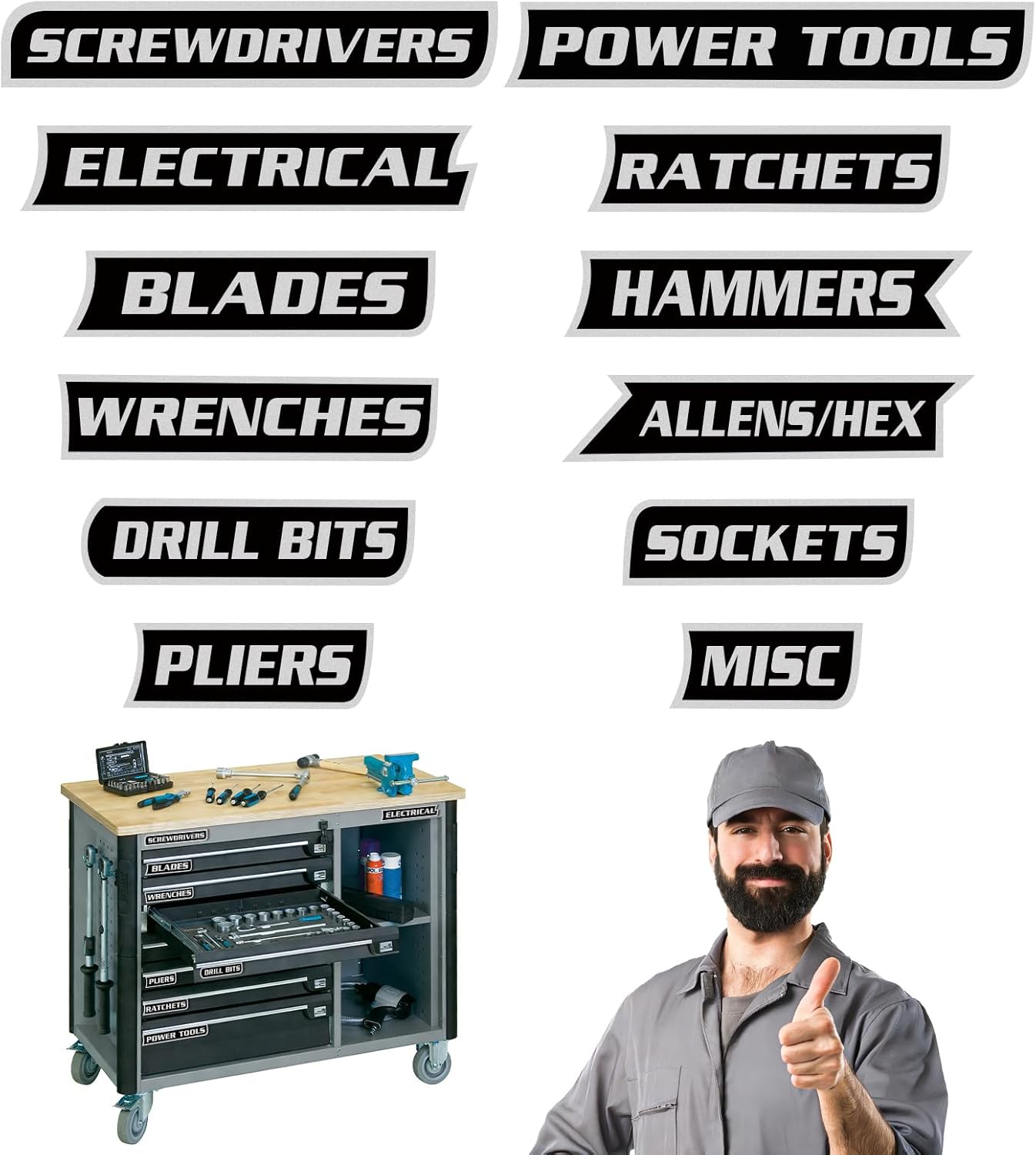 Amazon.com : 12 Pack of Magnetic Tool Box Labels,Reusable Toolbox ...