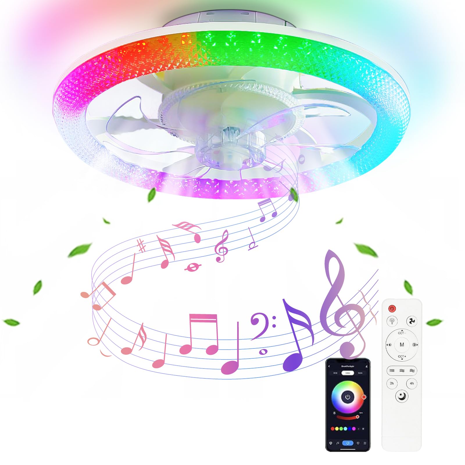 Amazon.com: OHMAPAO Ceiling Fans with Lights and Remote, 19Inch RGB ...