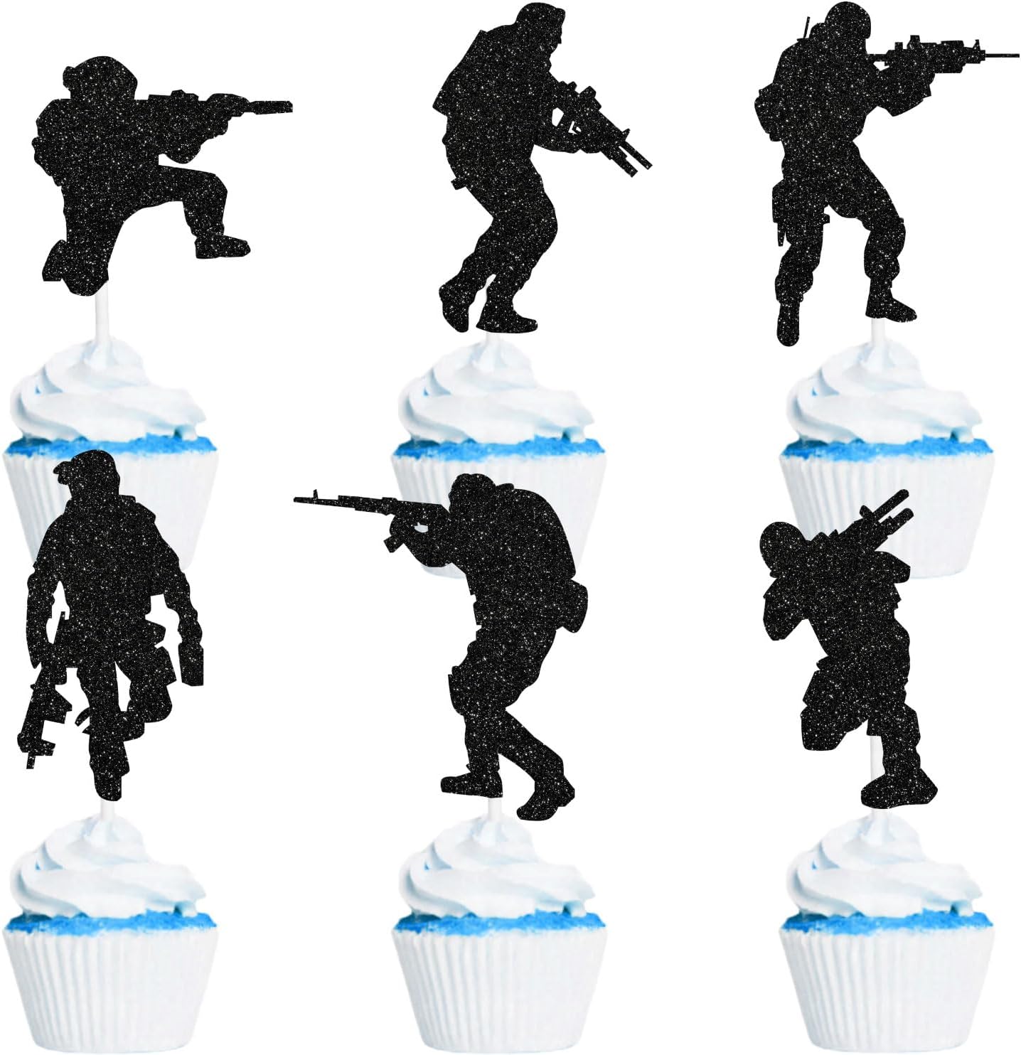 Amazon.com: Shooting Cupcake Toppers 18-Piece Paintball Themed Happy ...