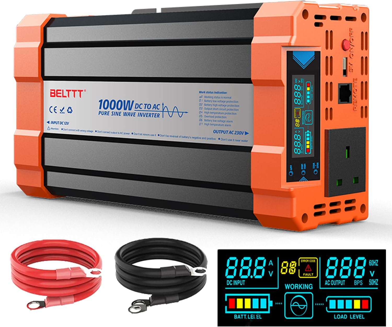 1000W Power Inverter 12V to 240V AC Pure Sine Wave Inverter,Car ...