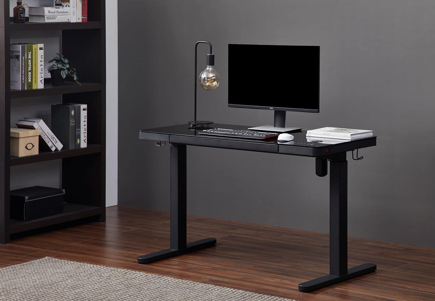 Amazon.com: kowo Glass Electric Standing Desk with Drawer Integrated ...