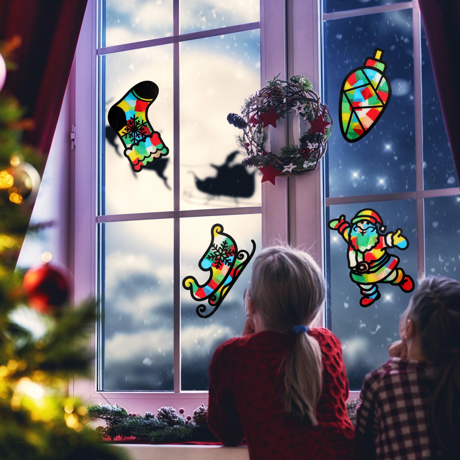 Snapklik.com : Yeaqee 24 Pack Christmas DIY Suncatcher Paper Crafts ...