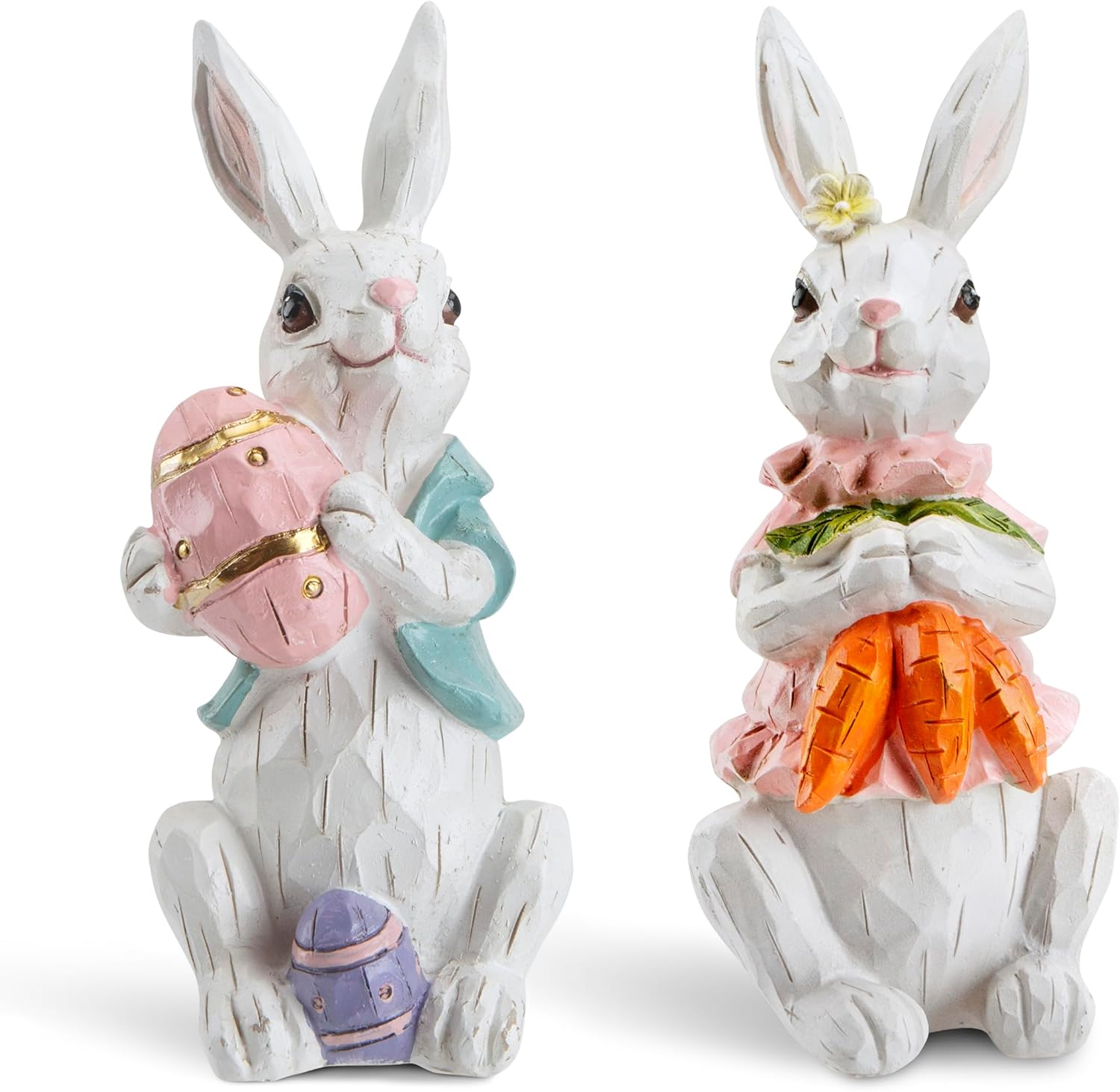 Resin Easter Bunny Statue Set of 2, Easter Bunny Figurine for Party ...
