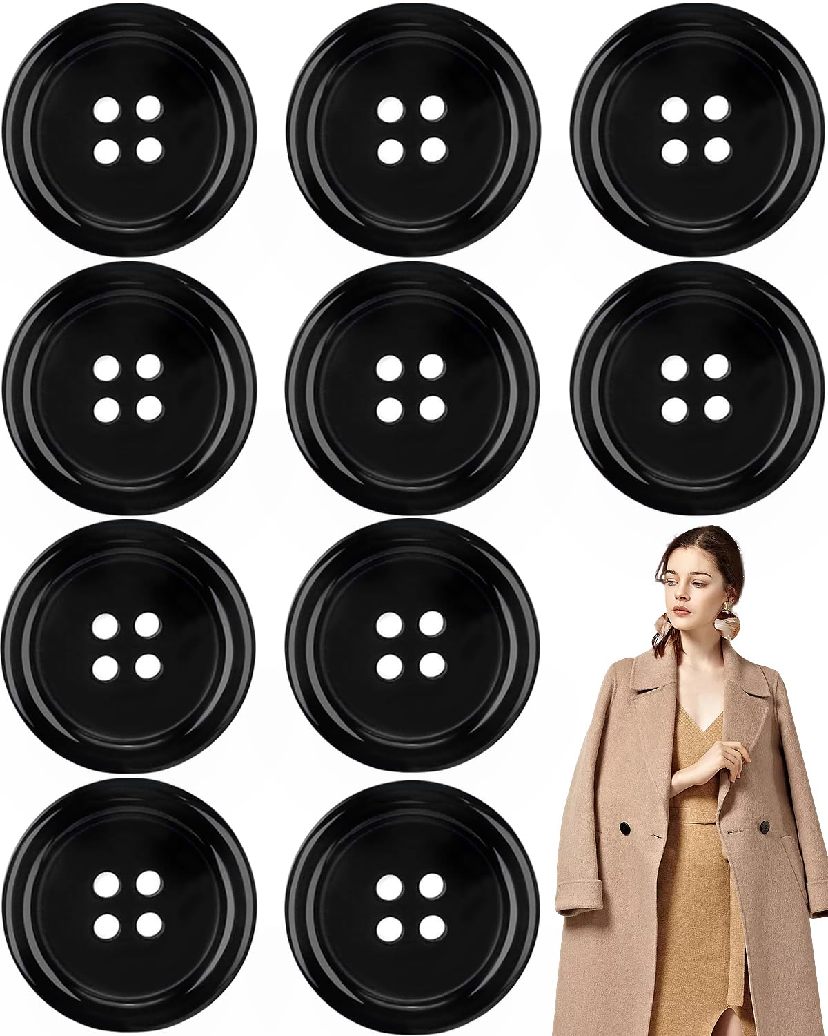 Buttons for Sewing,Buttons 20mm Round for Coats Jackets Cardigans（Pack ...