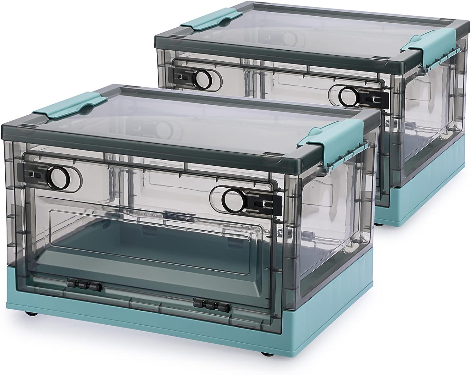 BTSKY Paquete de 2 contenedores de almacenamiento plegables con puertas ...