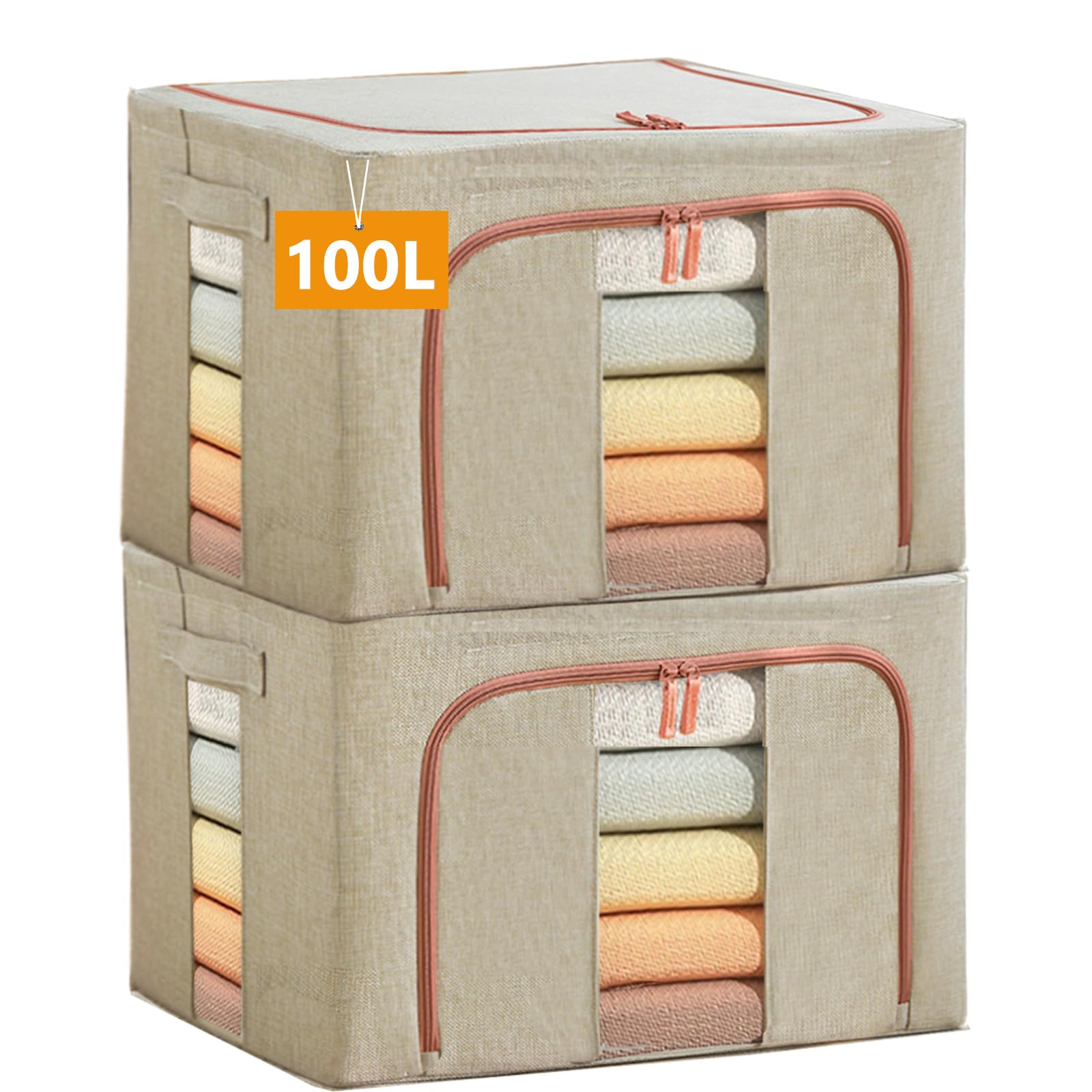 Amazon.com: 100L Large Storage Bags,Linen Stackable Clothes Storage ...