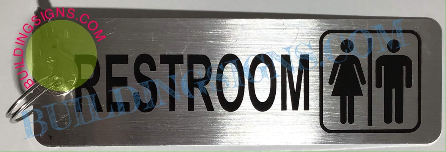 Amazon.com: BUILDINGSIGNS.COM 2-Sided Unisex Restroom Keychain Or Key ...