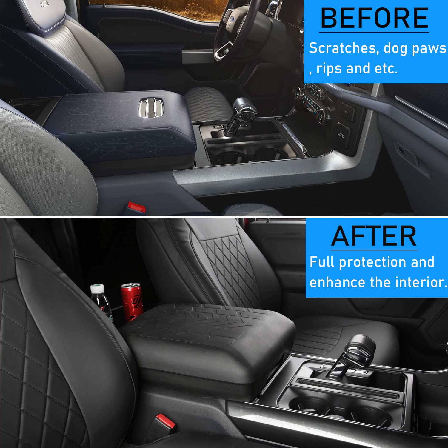 Snapklik.com : For F150 Center Console Cover 2021 2022 2023 2024 - TPE ...