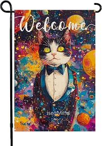 Amazon.com : IsegMind 12x18 Inch Colorful Tuxedo Cat Garden Flag ...