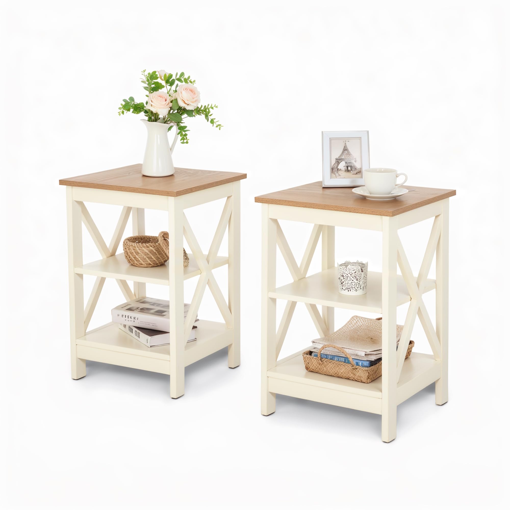 Amazon.com: ALPHA HOME Side Table, Farmhouse End Table Set of 2 ...