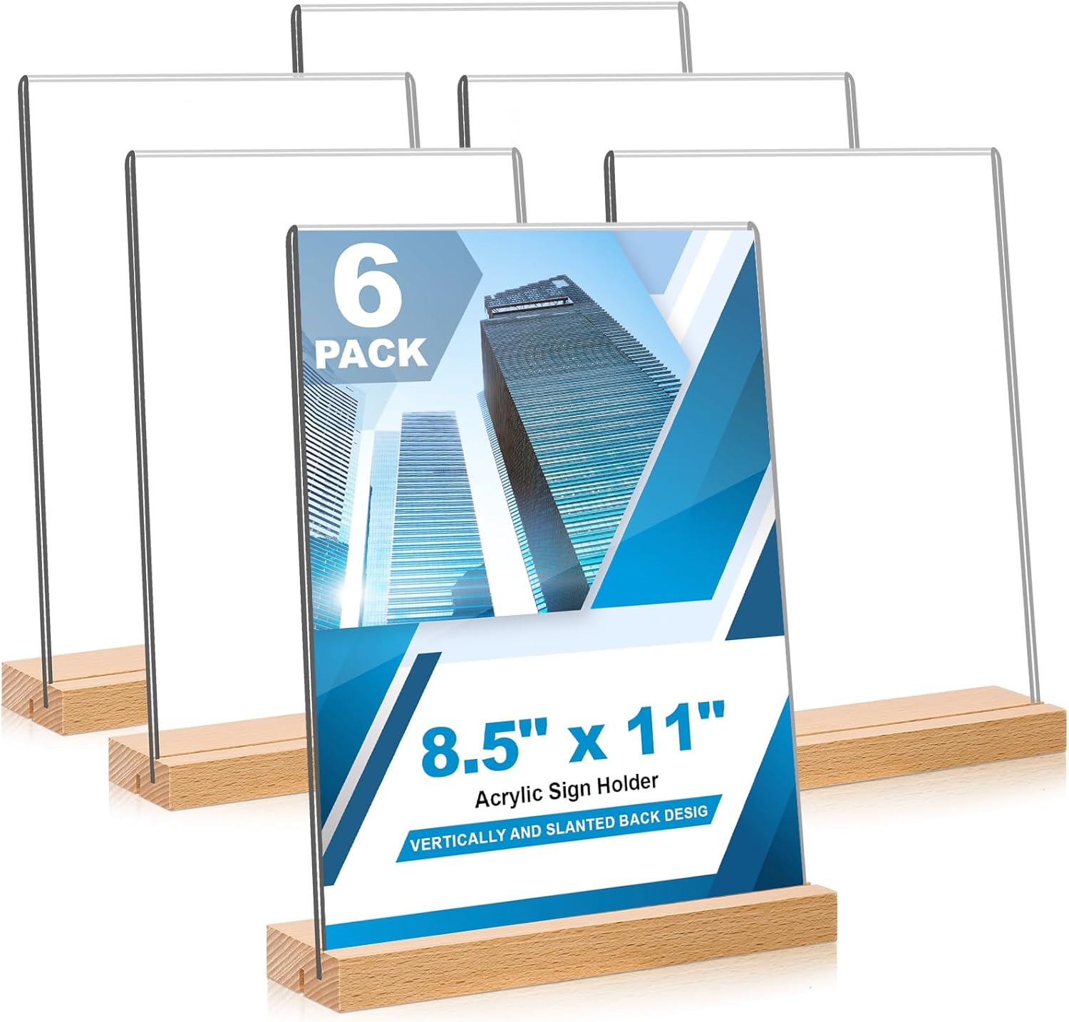 Amazon.com: Daofary 8.5x11 L/T Acrylic Sign Holder with Wood Base Wood ...