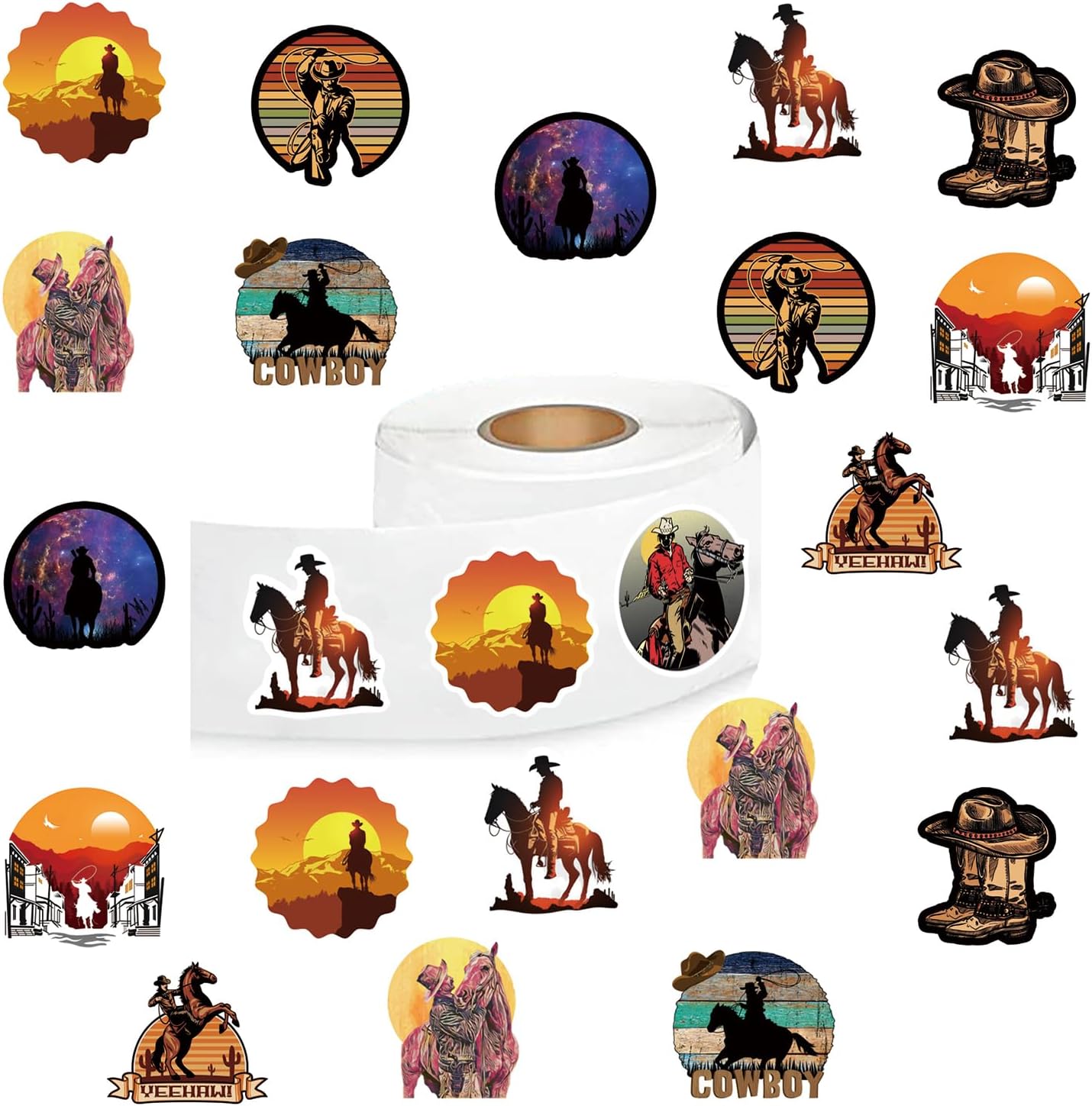 Amazon.com : Atsmoicy 500 Pieces Western Cowboy Stickers Party Favors ...