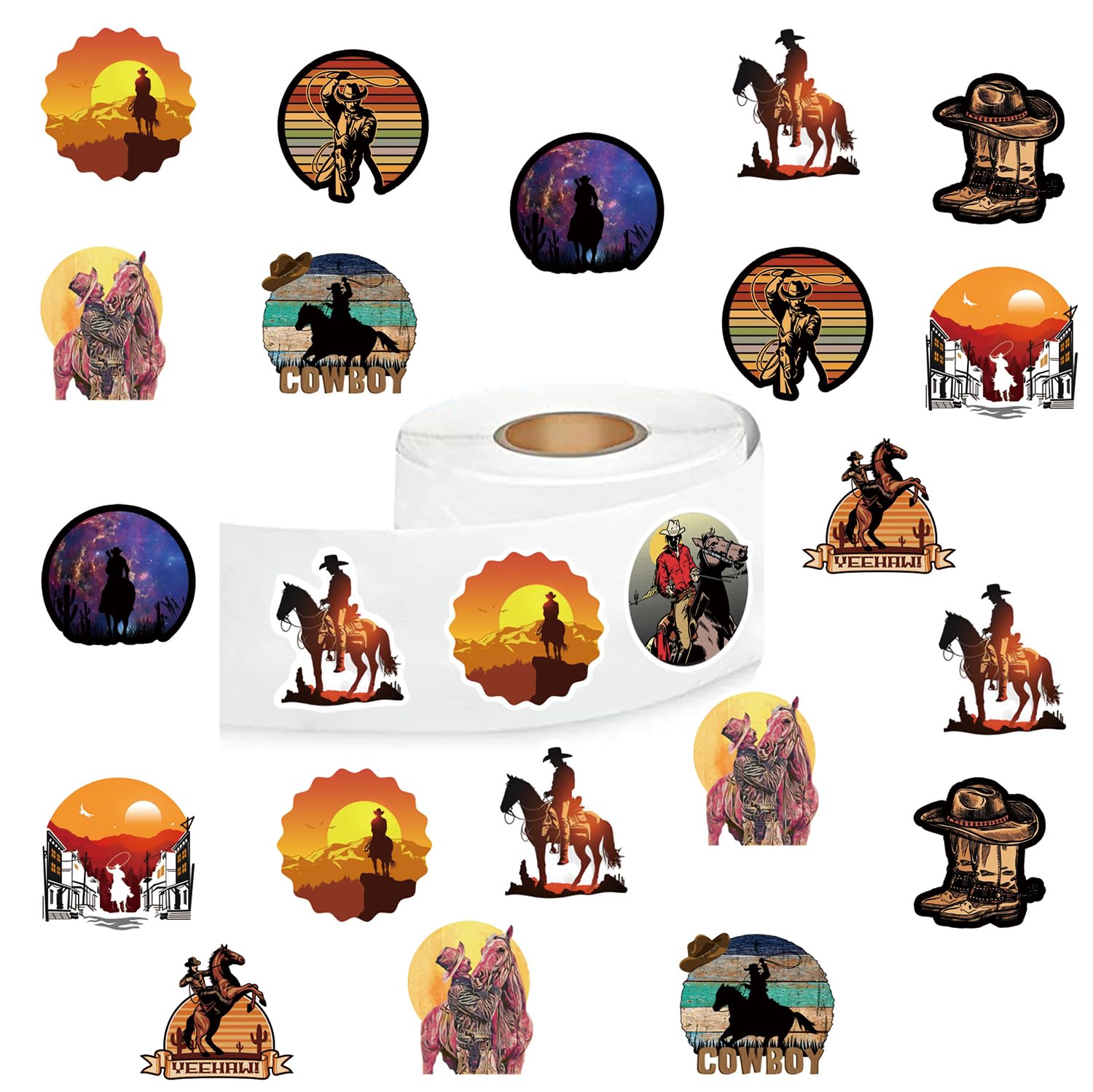 Amazon.com: 500 Pcs Cowboy Aesthetic Cute Round Seal Label Self ...