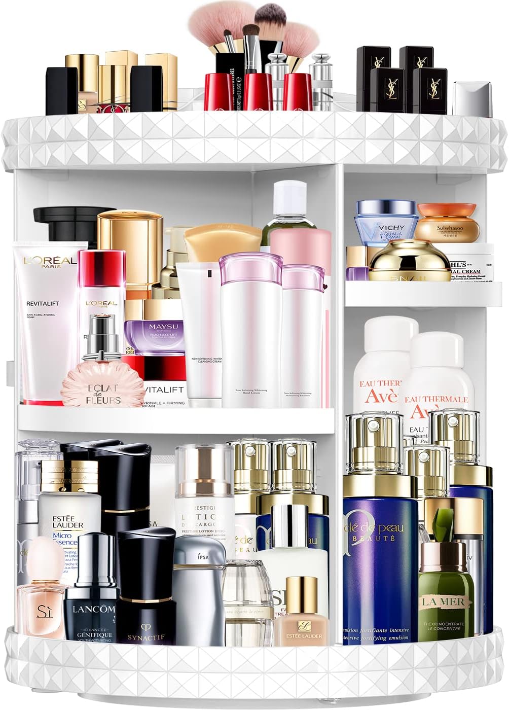 MISERWE Makeup Organiser 360 Degree Rotating 11 Adjustable Layers Large ...