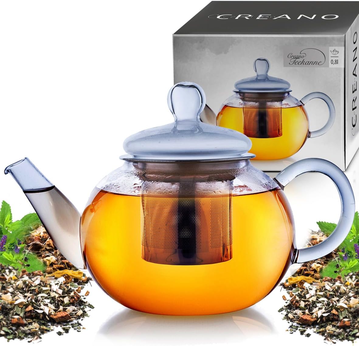Amazon.com | Creano glass teapot 27 oz (800ml), tea maker with ...