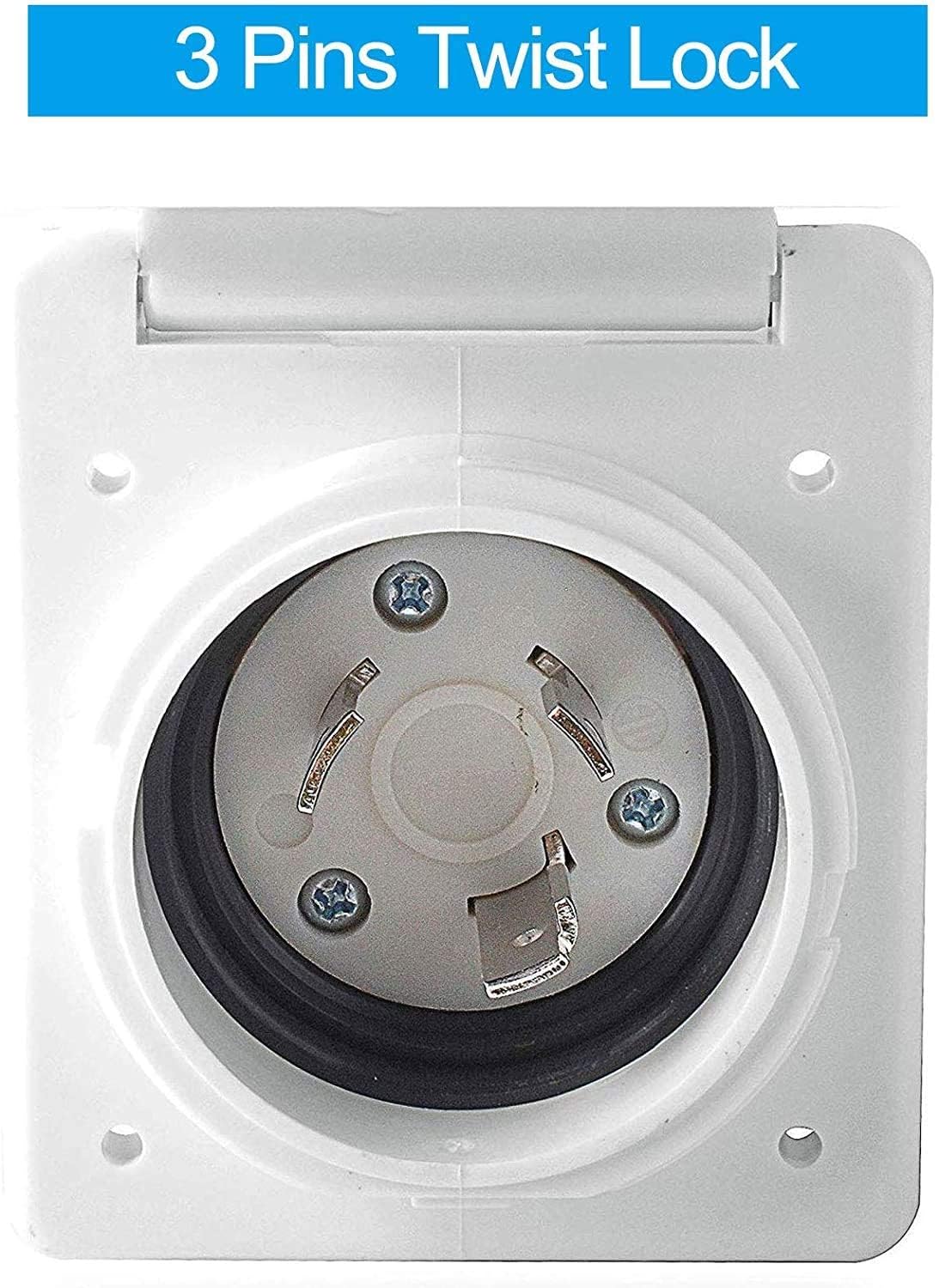 Snapklik.com : Podoy RV 30 AMP Power Inlet Box Kit, White 125V NEMA L5 ...