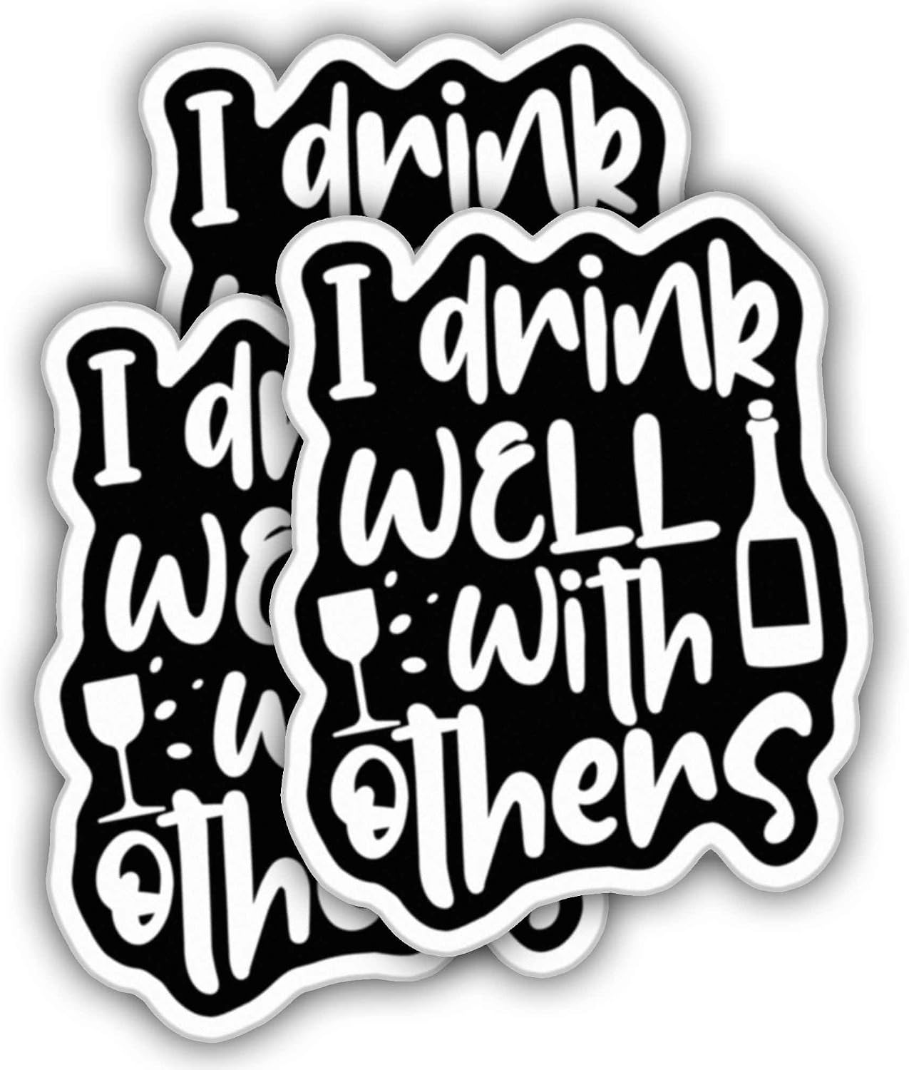 Amazon.com: (3pcs) Beer Stickers Wine Stickers I Drink Well with Others ...