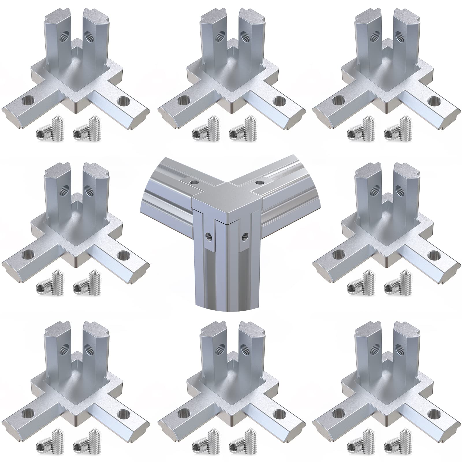 Amazon.com: 8Pcs 3-Way End Corner Bracket Connector with Screws ，Frame ...