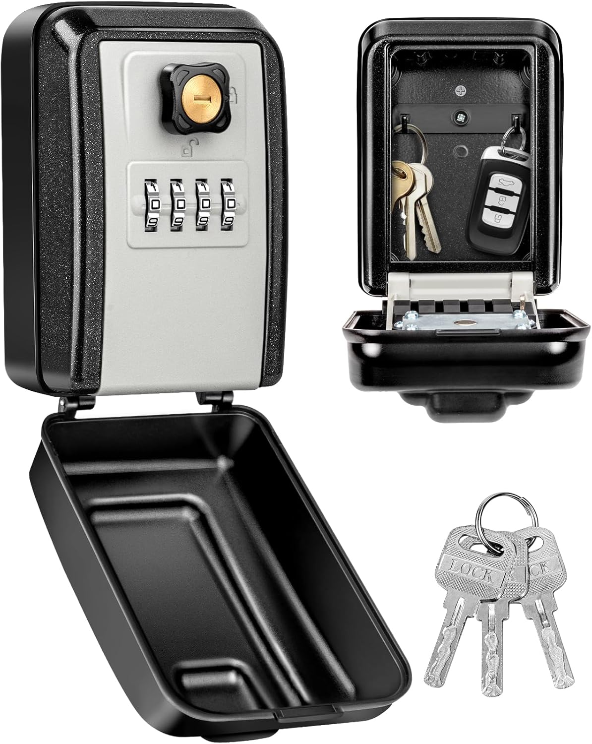 Amazon.com: Wall Mount Key Lock Box, Waterproof Lock Box for Keys with ...