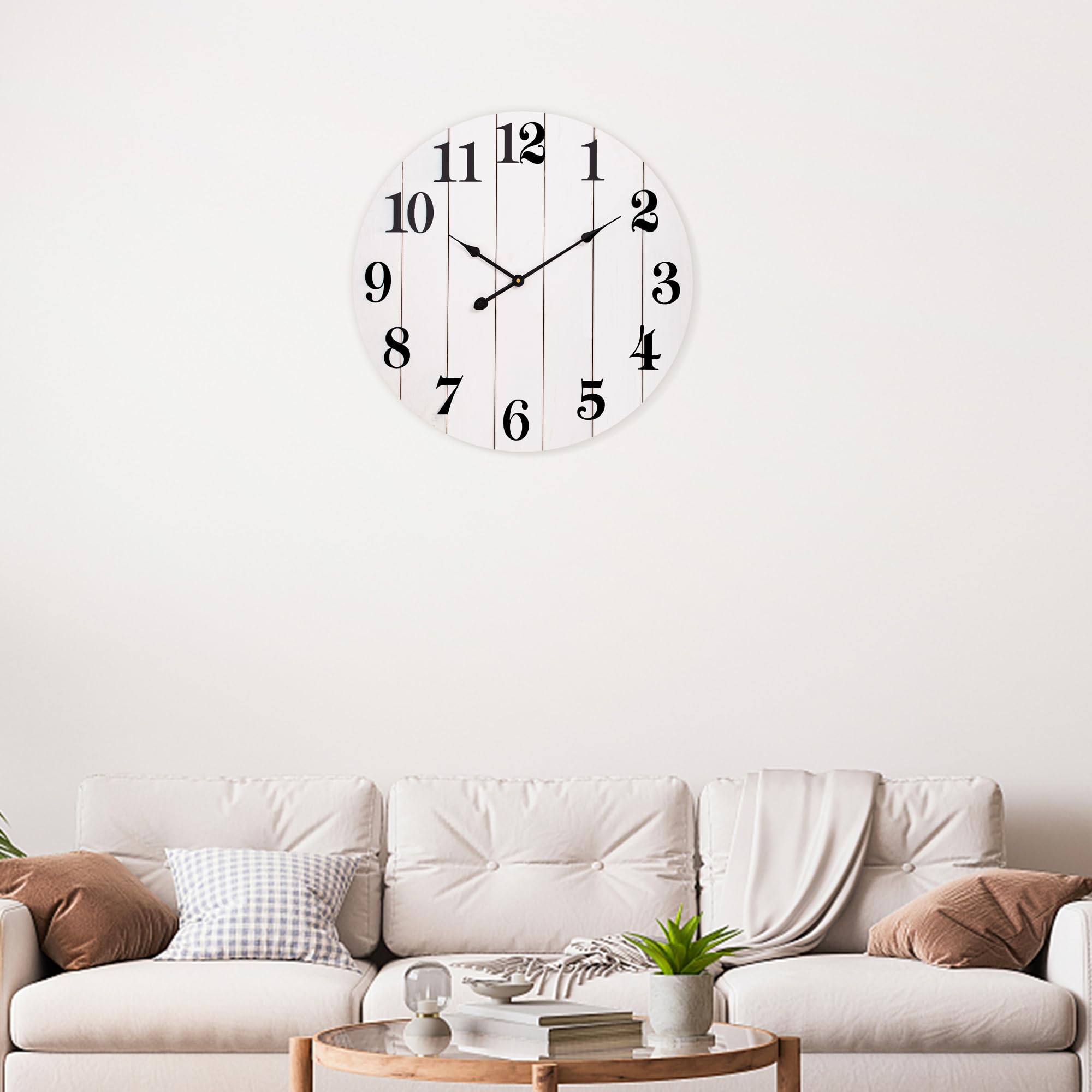 24 Inch Wall Clock, Large Farmhouse Wall Clock Battery Operated, Silent ...