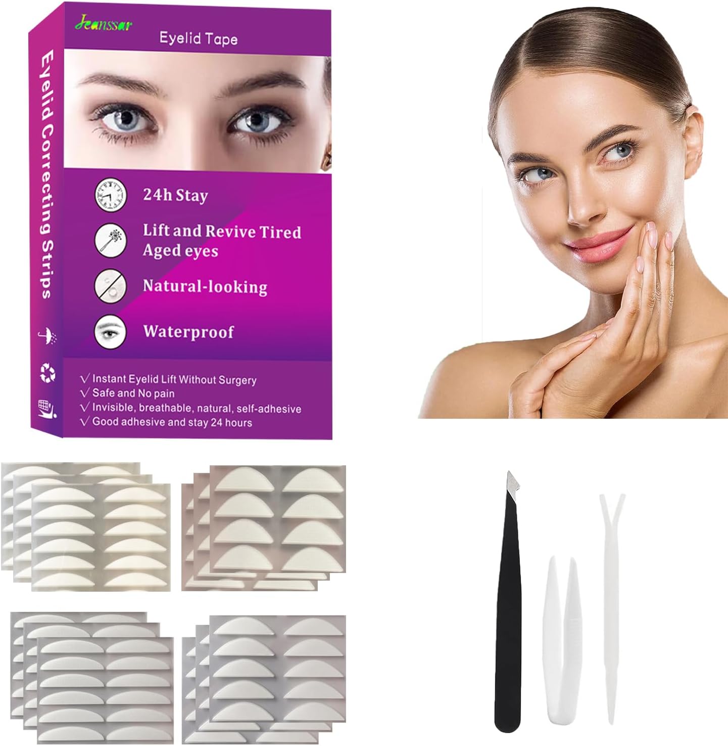 Amazon.com: Natural Invisible Single Side Eyelid Tape Stickers(1100Pcs ...