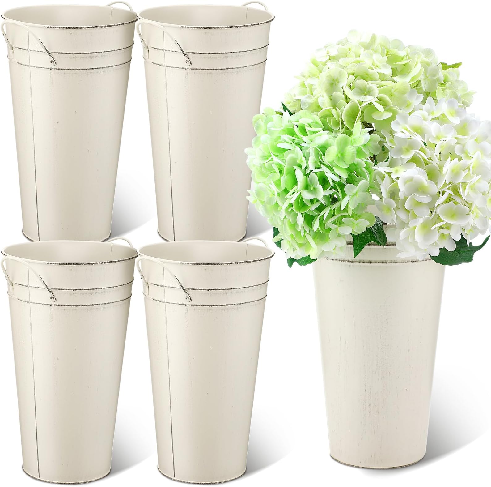 Amazon.com: Jinei 12 Pcs 15 Inch Flower Bucket Bulk, Large Galvanized ...