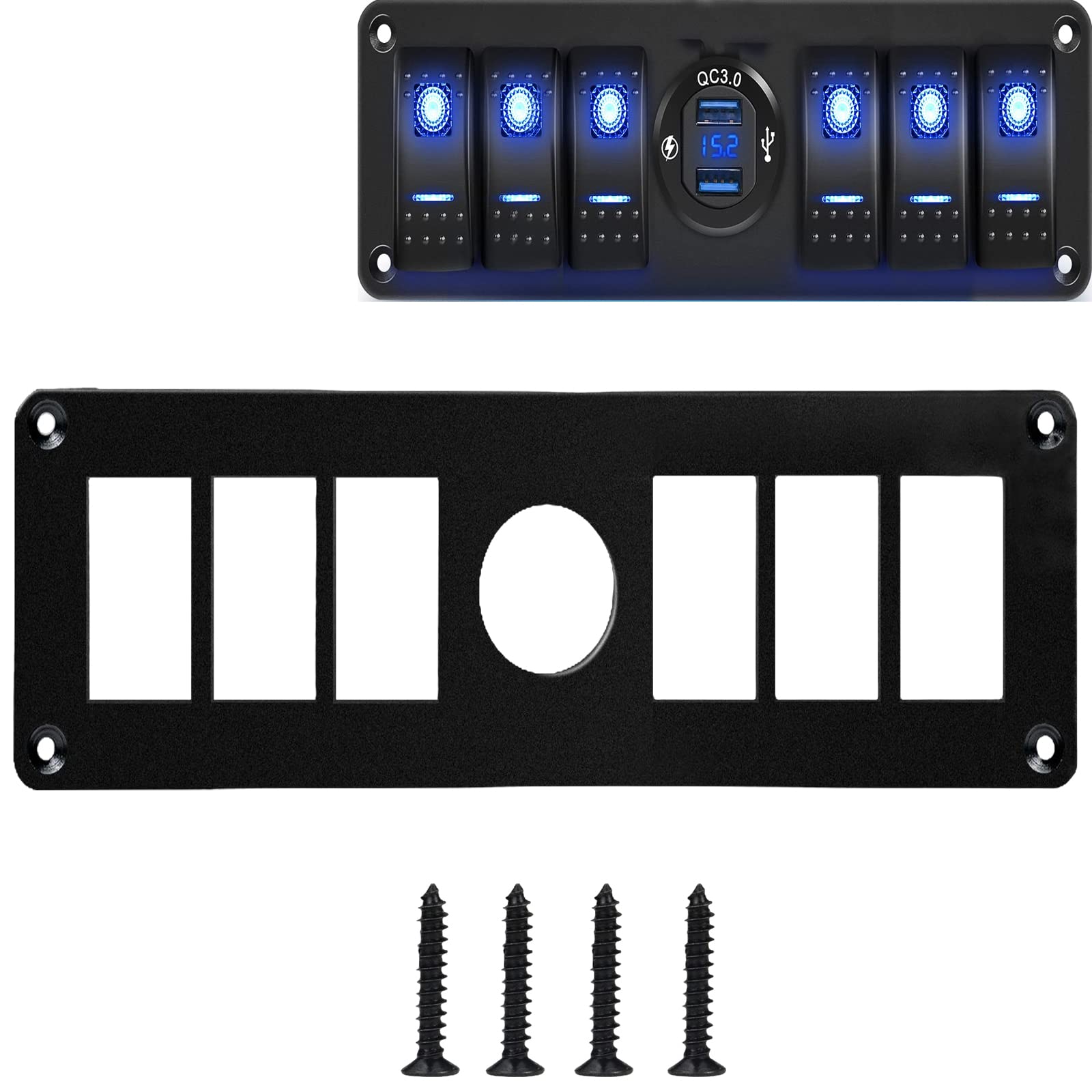 Snapklik.com : Switch Panel,7 Gang Round Rocker Toggle Switch Aluminum ...