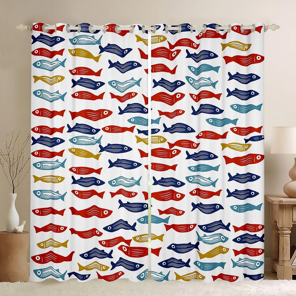 Amazon.com: Feelyou Cartoon Fish Curtains for Bedroom (2 Panels, 42 x ...
