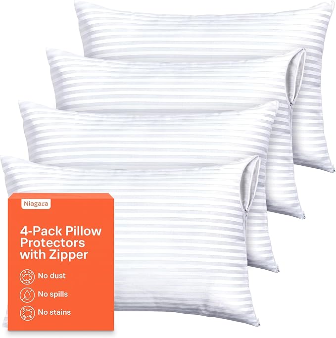 Amazon.com: Ultra Soft Pillow Protectors with Zipper Standard Size ...
