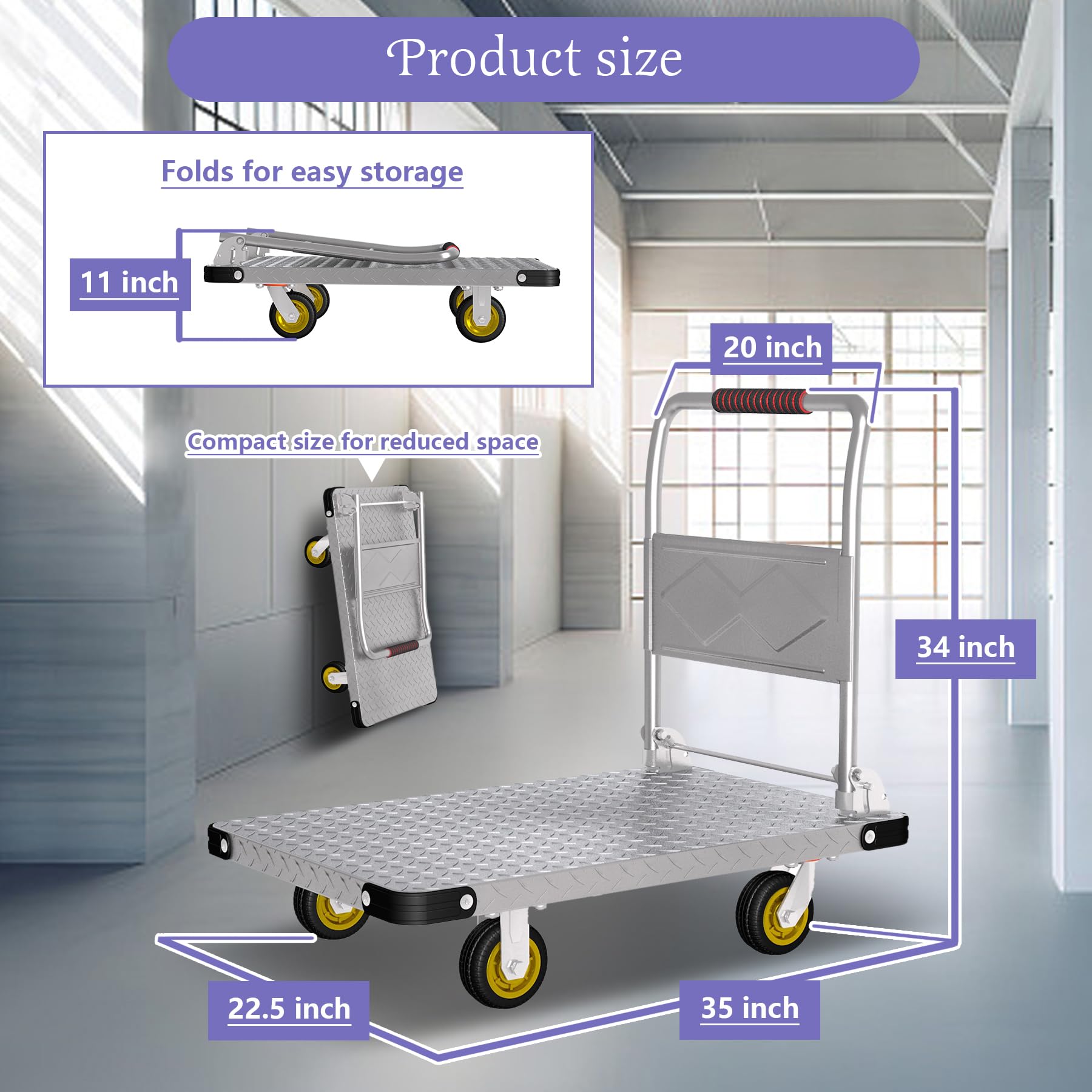 Snapklik.com : Heavy Duty Platform Truck Cart Foldable Flat Cart Push ...