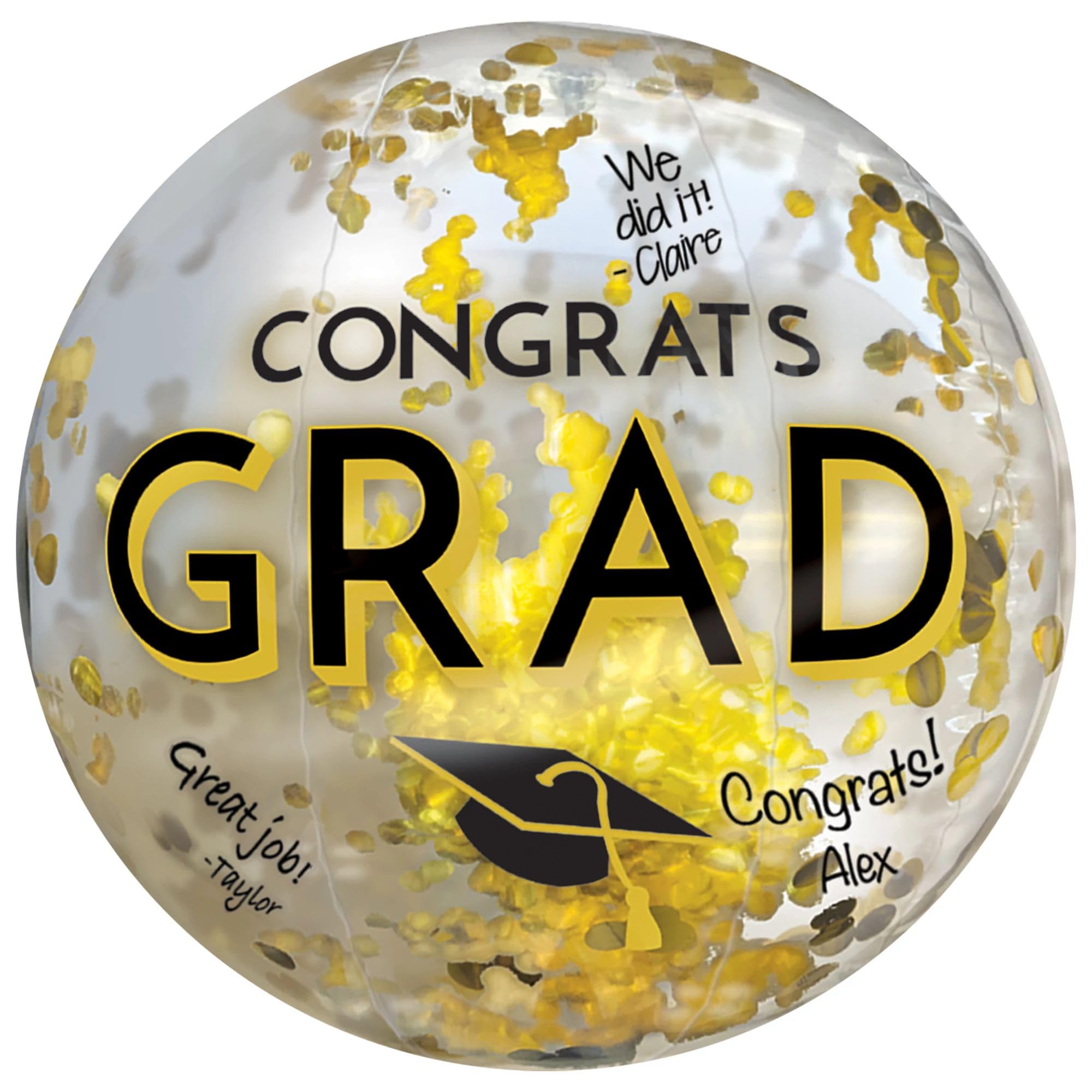 Amazon.com: Amscan Congrats Grad Beach Ball - 16" inflated | Black ...