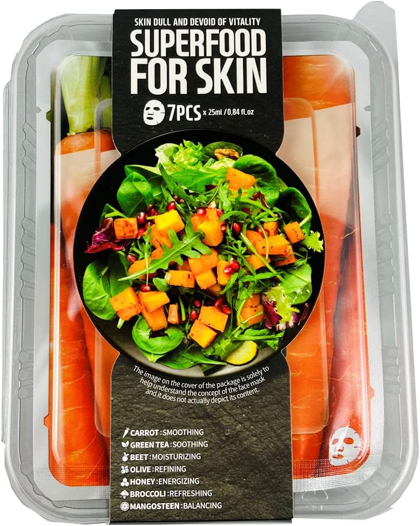 Farmskin Beauty Face Mask Set Salad Facial Carrot Cloth 7 Pieces Korean ...