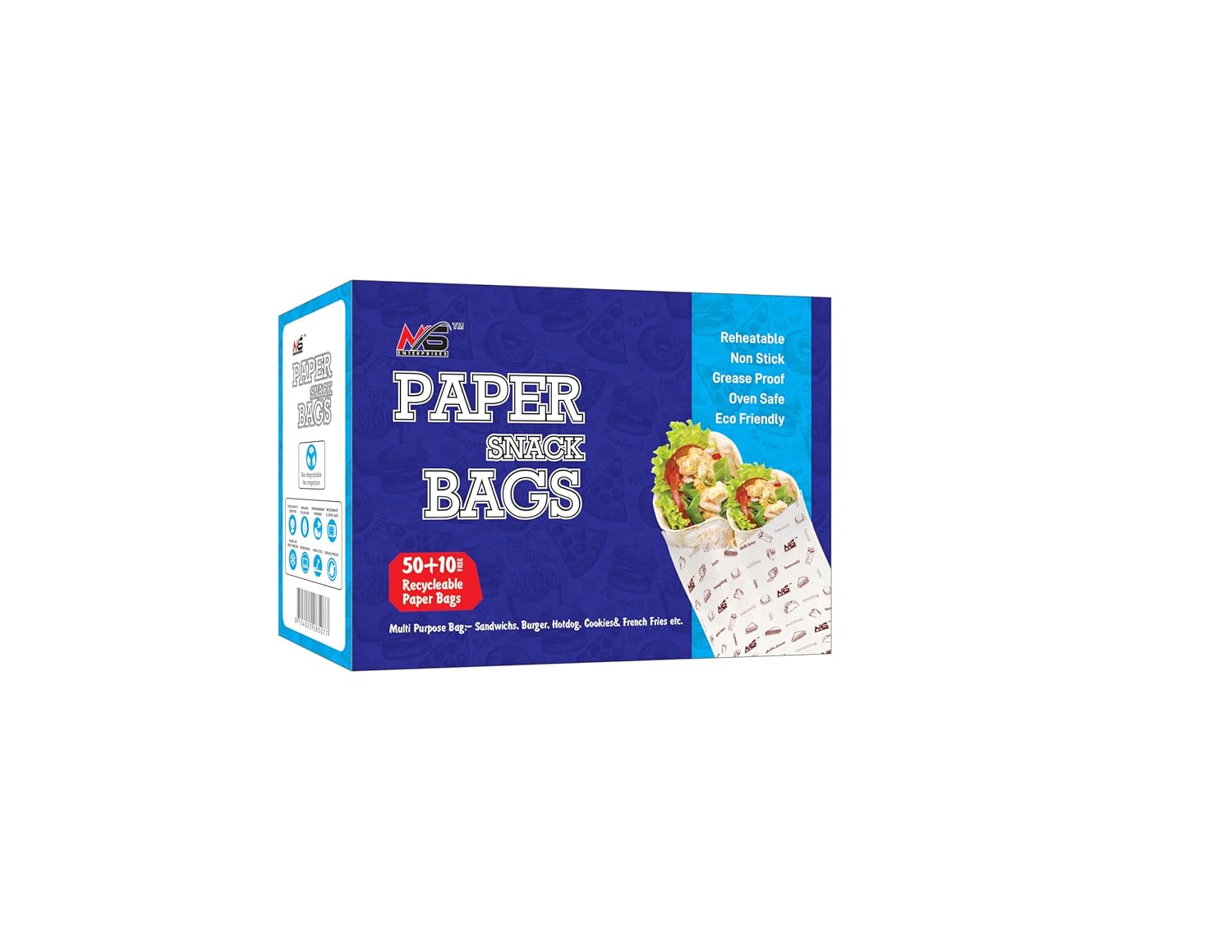 MS Enterprises Multi-Purpose Paper Snack Bags with Sealing Stickers ...