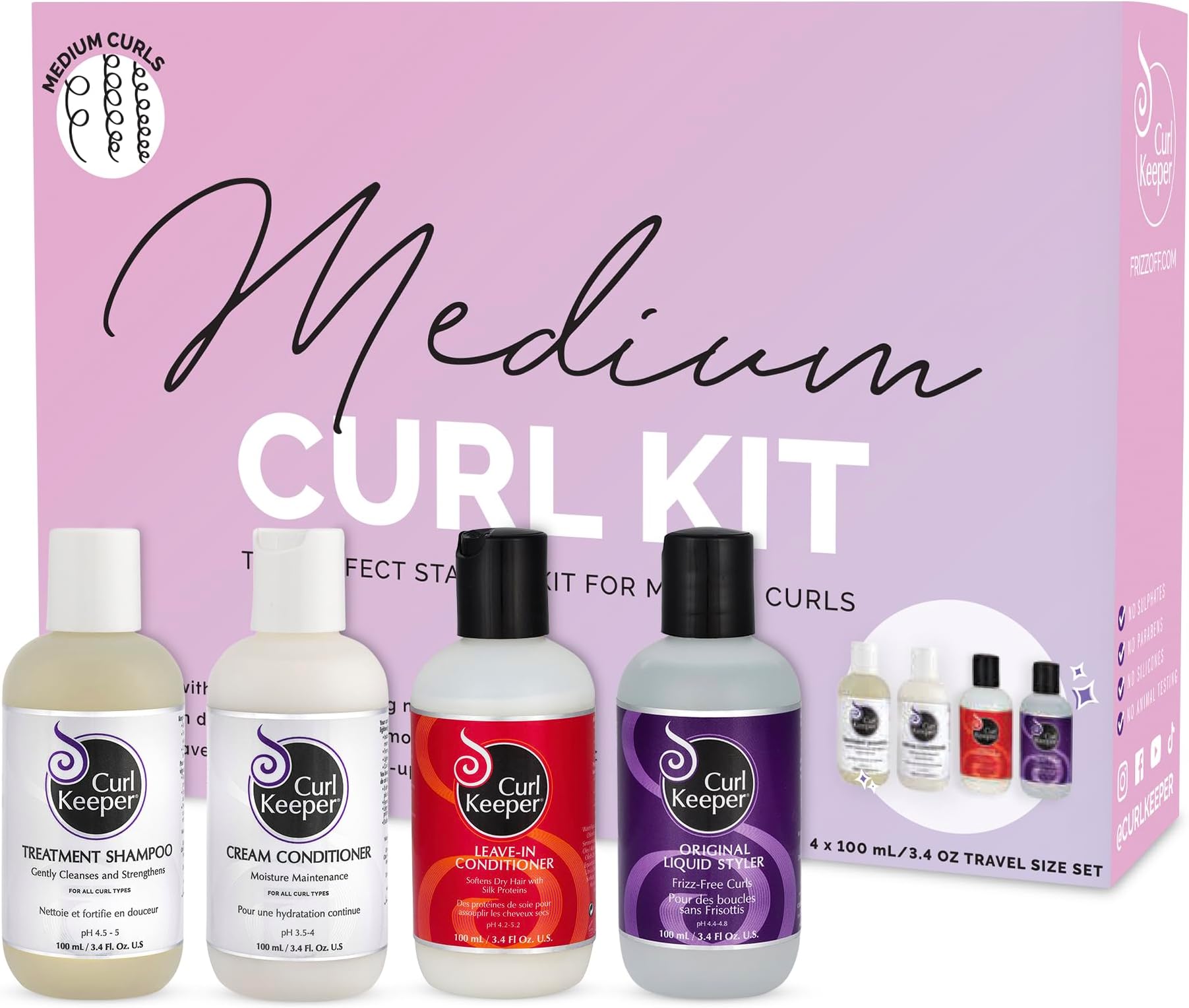 Amazon.com: Curl Keeper Medium Curl Starter Kit for Curly Hair - Travel ...