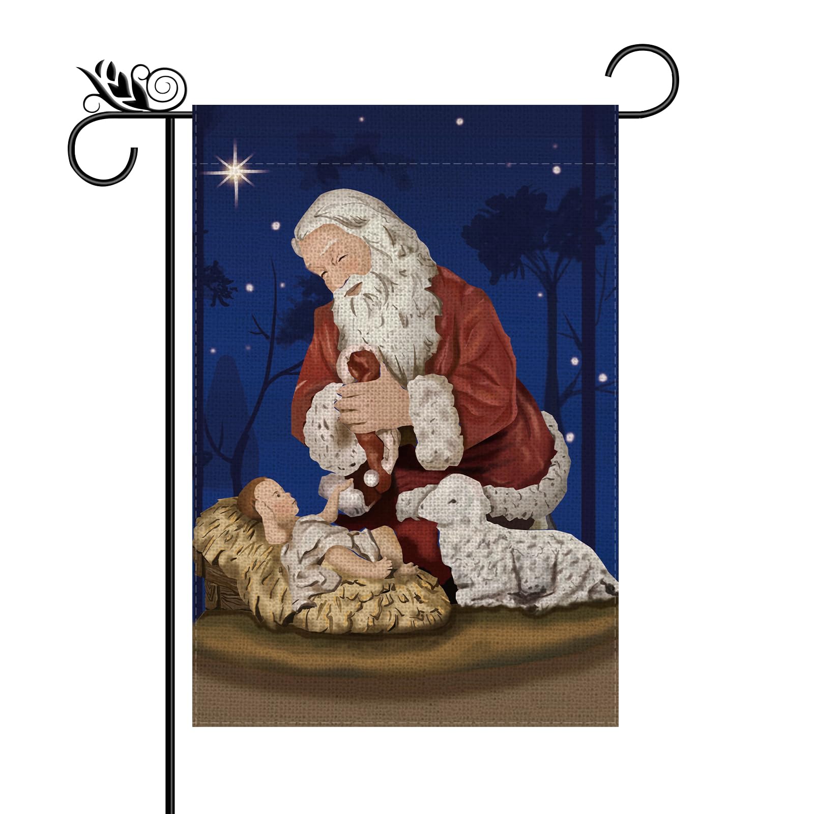 Amazon.com : Christmas Garden Flag Christ Holy Night Santa Jesus ...