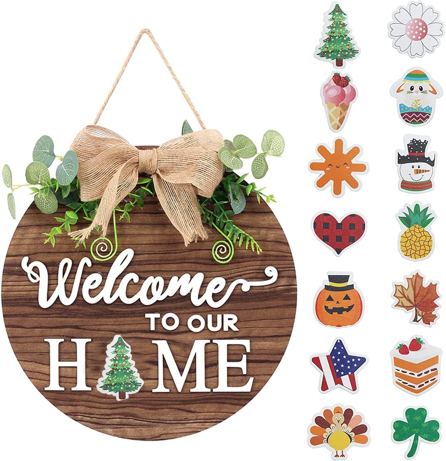 Amazon.com: Interchangeable Wooden Welcome Sign - Rustic Porch Decor ...
