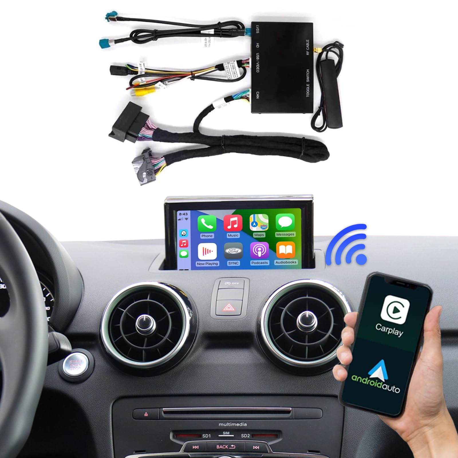 Road Top Wirless Carplay Android Auto for Audi A1 2013-2018 Year with ...