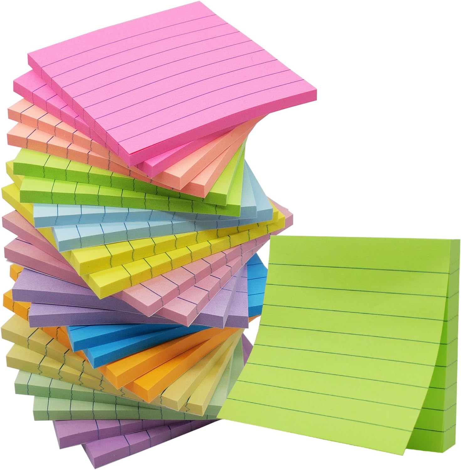 Amazon.com : (18 Pads) Lined Sticky Notes 3x3 in Bright Ruled Post ...