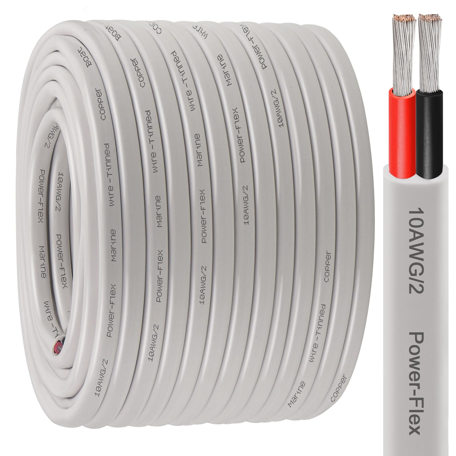 Snapklik.com : Kimbluth 10 Gauge Duplex Marine Wire Tinned Copper Boat ...