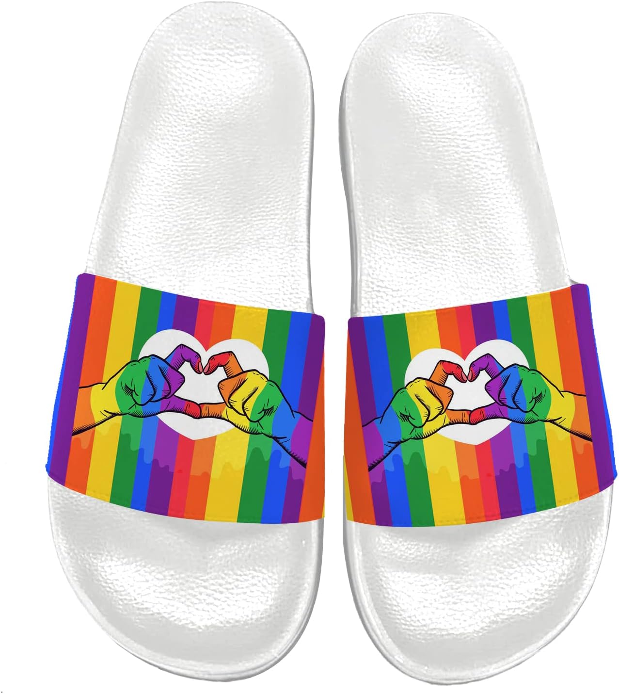 Amazon.com | ursant Pride Slides Unisex Open Toe Flat Sandals Rainbow ...
