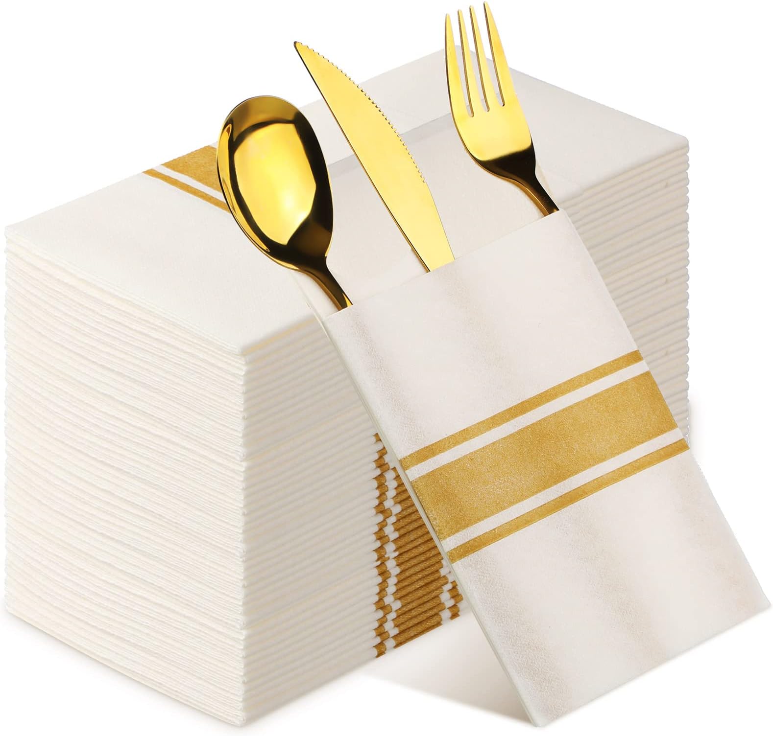 Amazon.com: 120 Pieces Pocket Napkins Disposable Dinner Napkins Pocket ...
