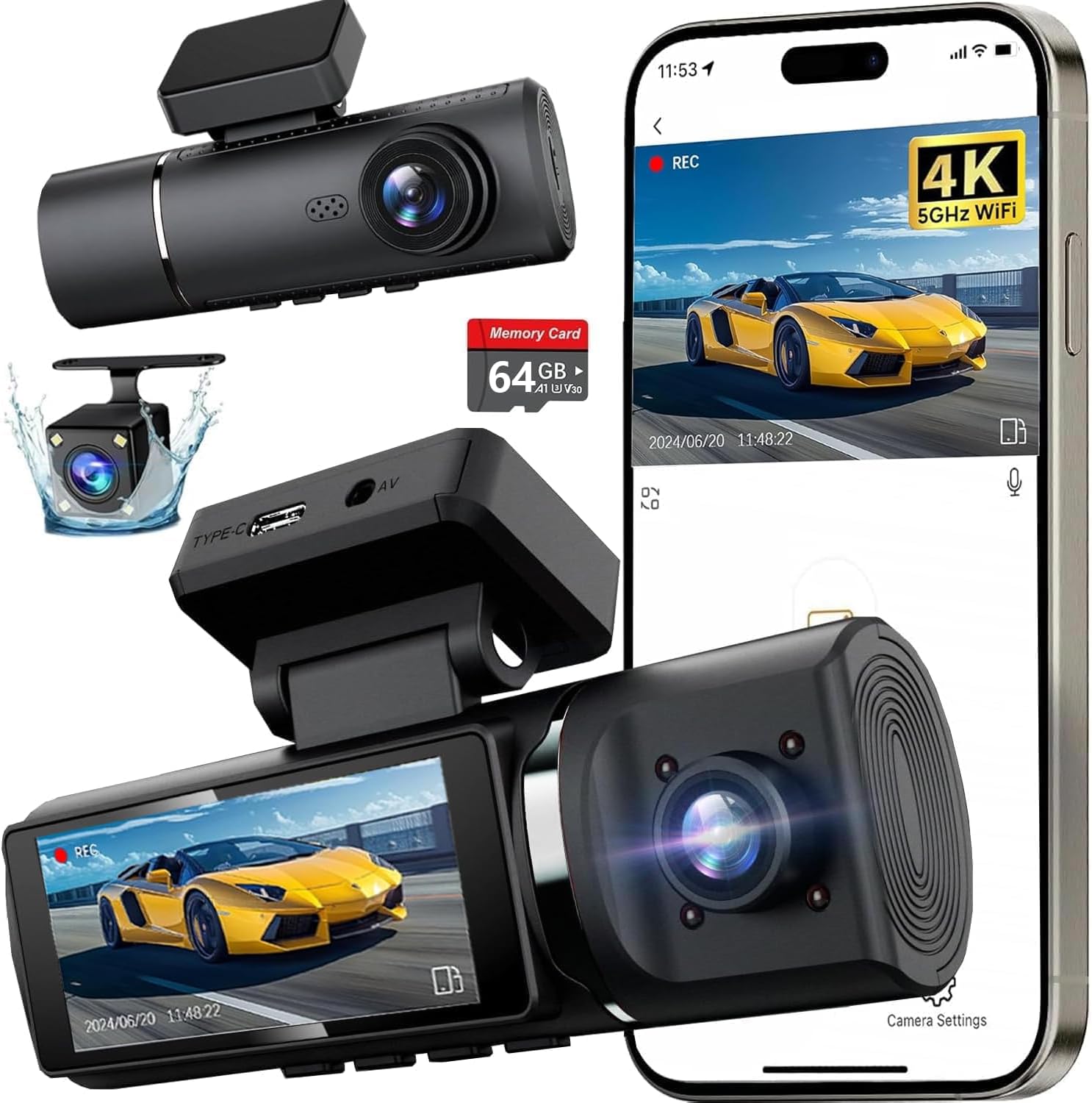 Amazon.com: REDTIGER F17 4K 3 Channel Dash Cam, 5GHz WiFi Built-in GPS ...