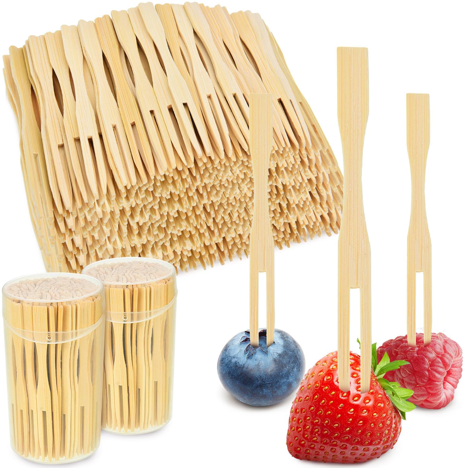 Amazon.com: Jovitec 220 Pcs Mini Bamboo Forks 3.5 Inch Appetizer ...