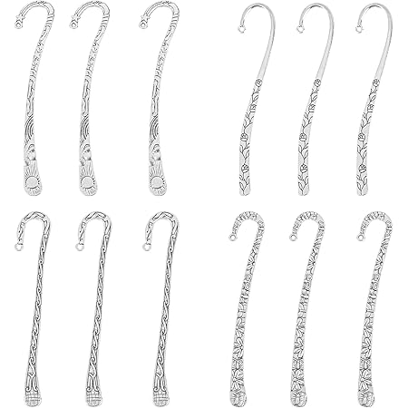 Amazon.com: FREEBLOSS 8 Set Metal Flower Hook Bookmarks Kit Silver ...