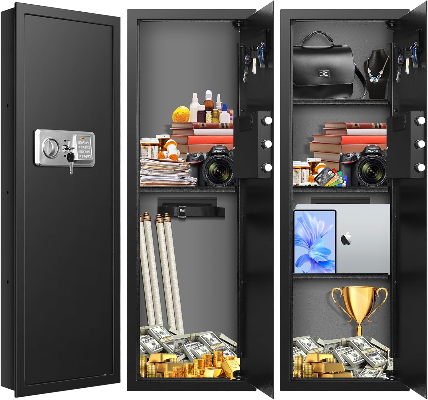 43.3" Tall Fireproof Wall Safes Between the Studs 16" Centers, Hidden ...