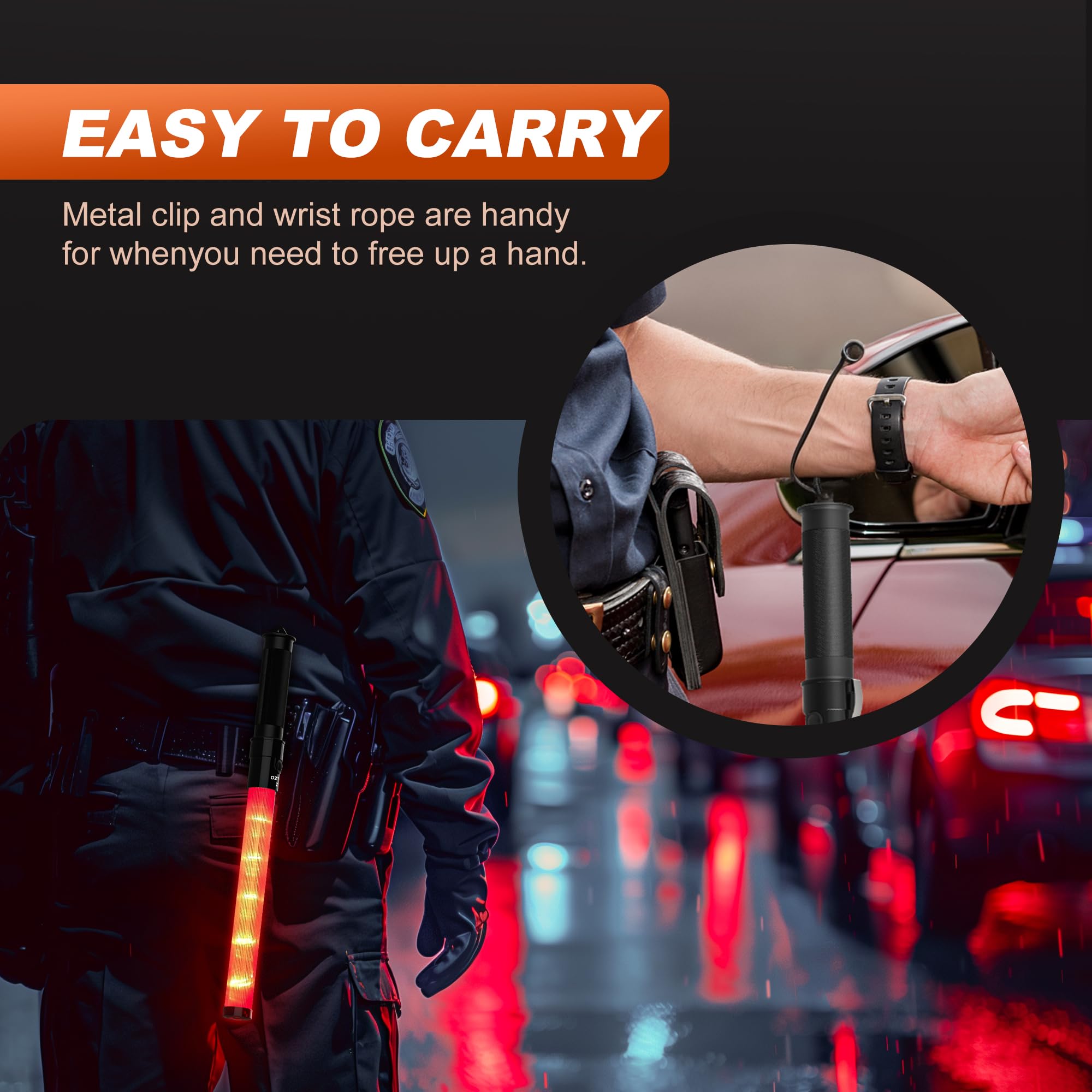 16in Traffic Baton Traffic Control Wand, Traffic Safety Wand Baton